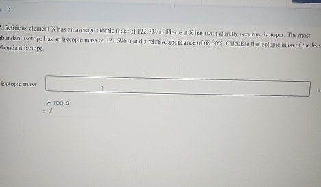 Solved I fictitious element x ﻿has an average atomic mass of | Chegg.com