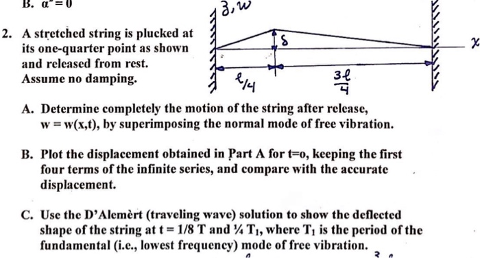 B. a=0 2. A stretched string is plucked at its | Chegg.com