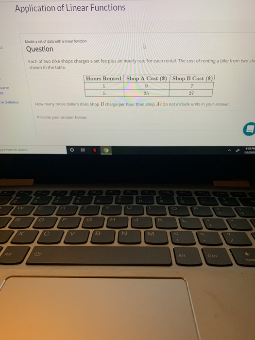 Solved Application of Linear Functions Model a set of data | Chegg.com