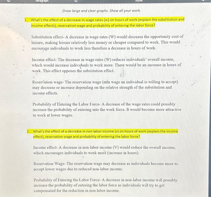 Solved Drow large and clear graphs. Show all your work. | Chegg.com