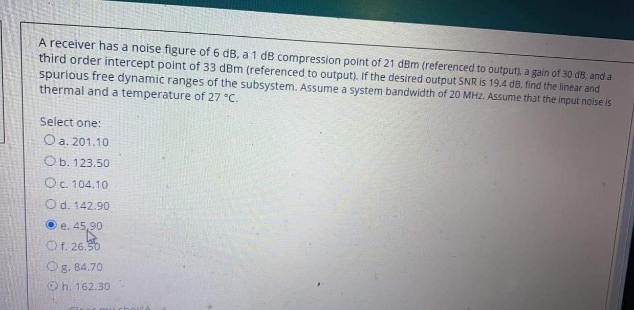 A receiver has a noise figure of 6 dB, a 1 dB | Chegg.com