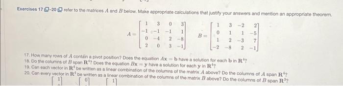 Solved S Exercises 17-20 L refer to the matrices A and B | Chegg.com