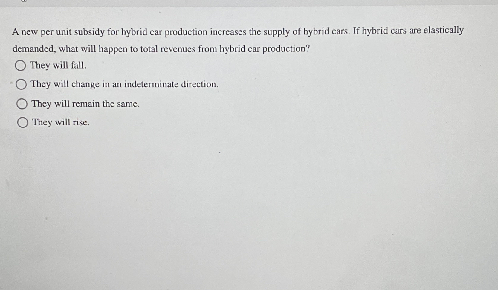 Solved A new per unit subsidy for hybrid car production | Chegg.com