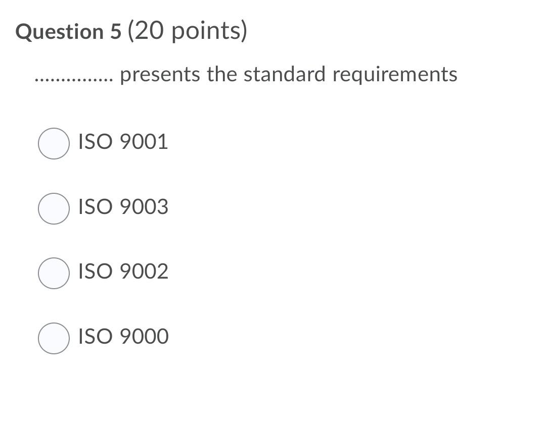 Solved Question 5 (20 points) presents the standard | Chegg.com