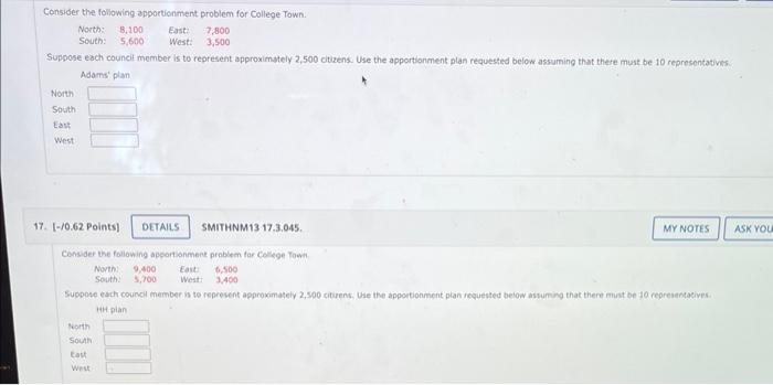 Solved Consider the following apportionment problem for | Chegg.com