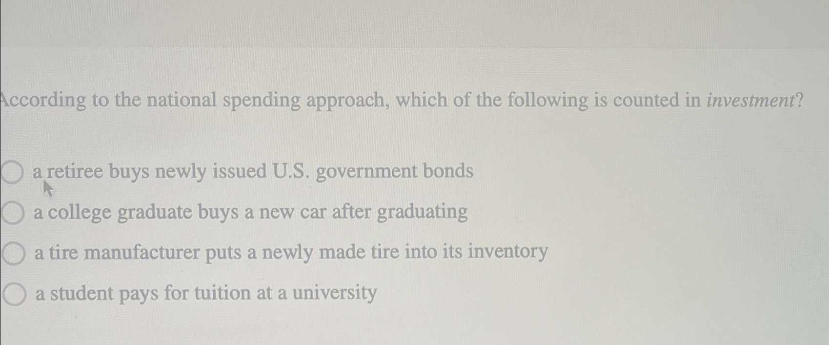 Solved According to the national spending approach, which of | Chegg.com