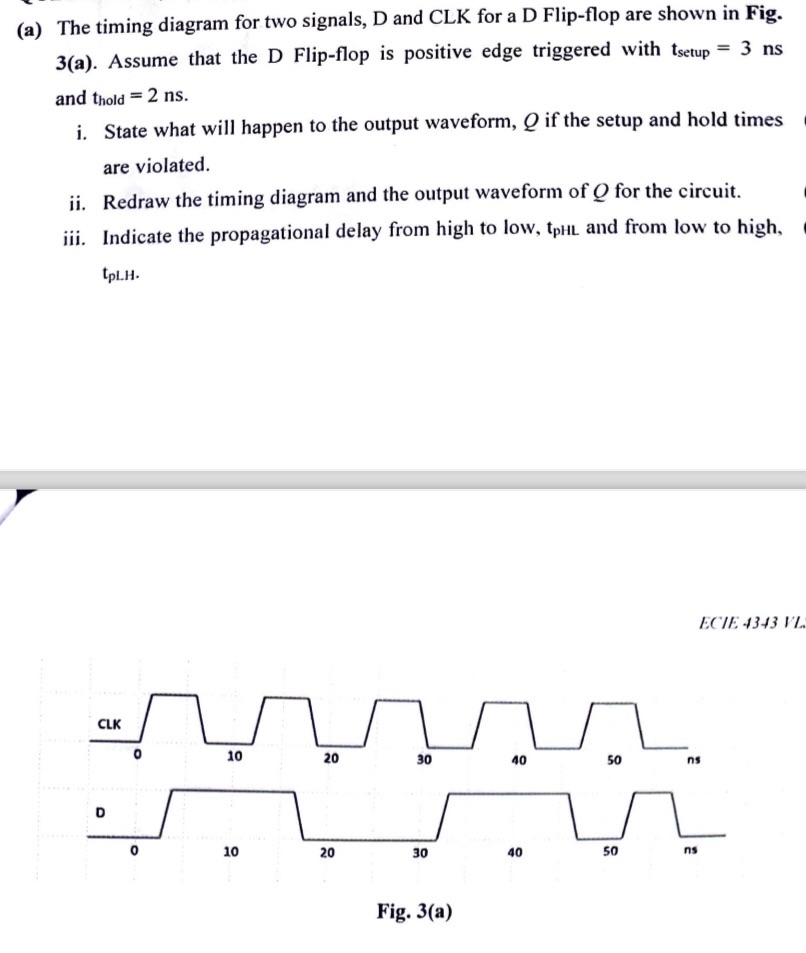 Solved help(a) ﻿The timing diagram for two signals, D and | Chegg.com