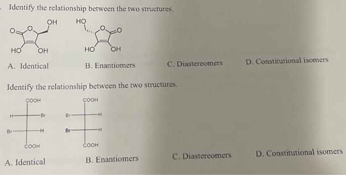 Solved Identify the relationship between the two structures. | Chegg.com