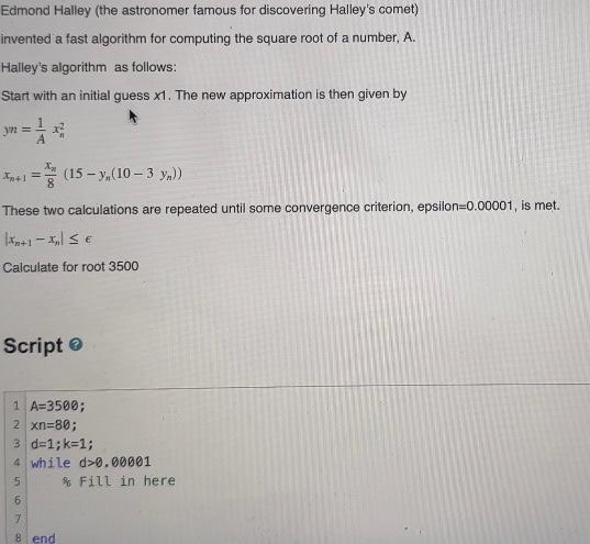 Solved (MATLAB ) Edmond Halley (the astronomer famous | Chegg.com
