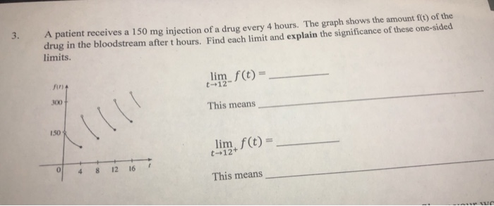 Solved 3. A patient receives a 150 mg injection of a drug | Chegg.com