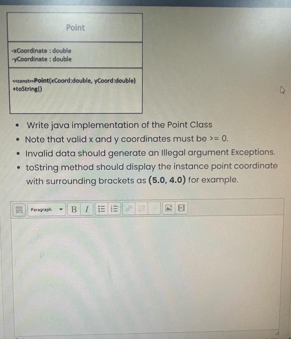 Solved Point - Coordinate: double - Coordinate: double | Chegg.com