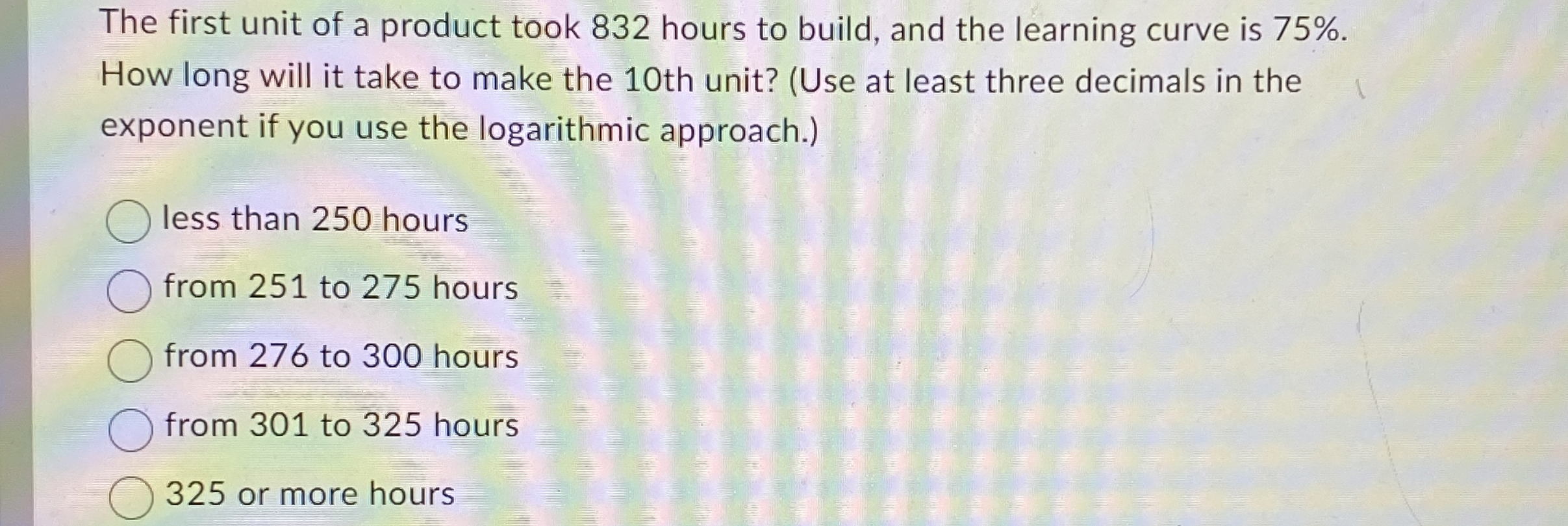 Solved The first unit of a product took 832 ﻿hours to build, | Chegg.com