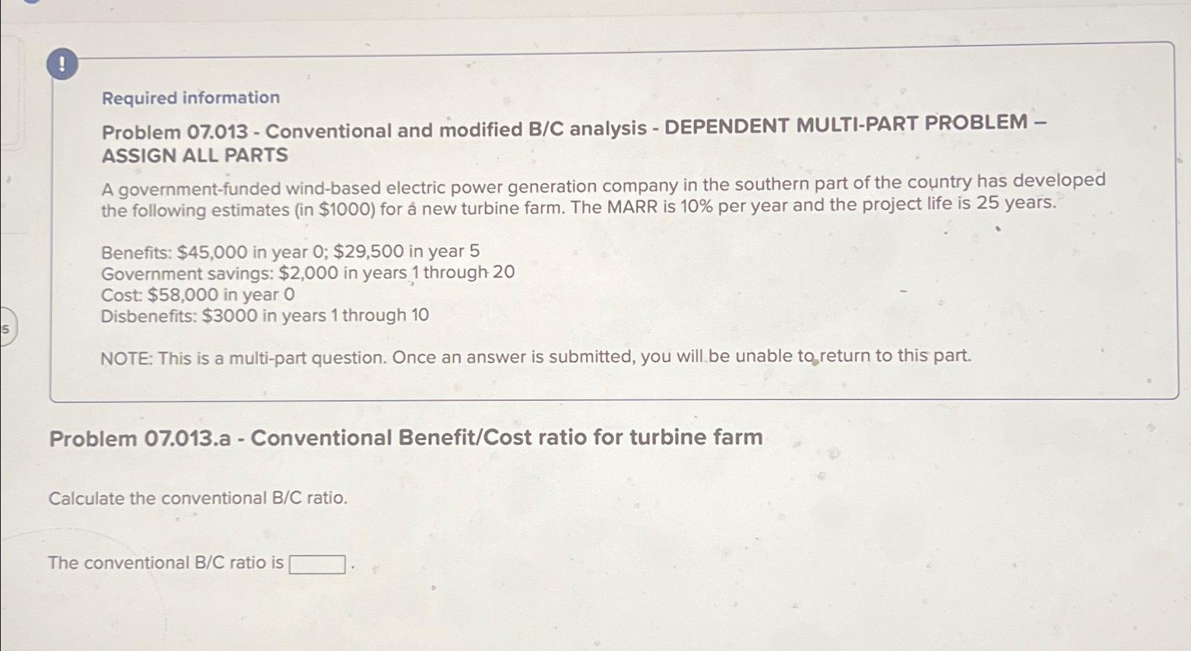 Solved !Required informationProblem 07.013 - ﻿Conventional | Chegg.com