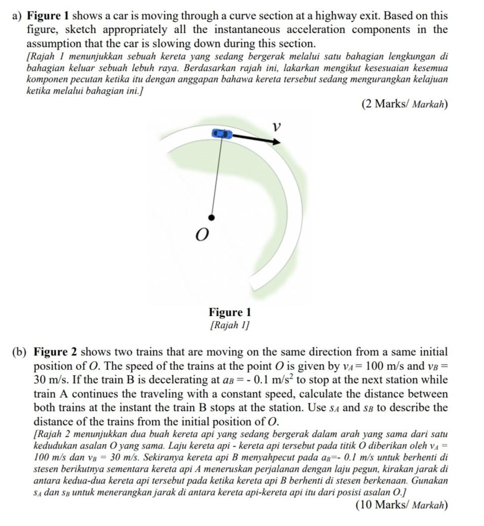 Solved a) Figure 1 shows a car is moving through a curve | Chegg.com