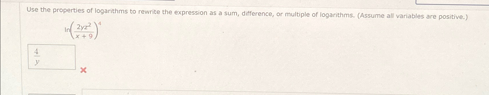 Solved Use the properties of logarithms to rewrite the | Chegg.com