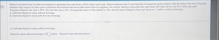 Solved b. Esimate Marpore value with the new loverape 2. | Chegg.com