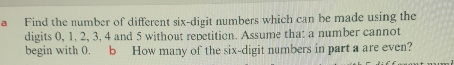 Solved a Find the number of different six-digit numbers | Chegg.com