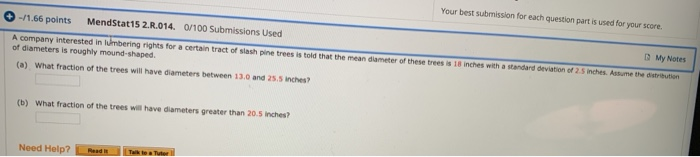 Solved Your best submission for each question part is used | Chegg.com