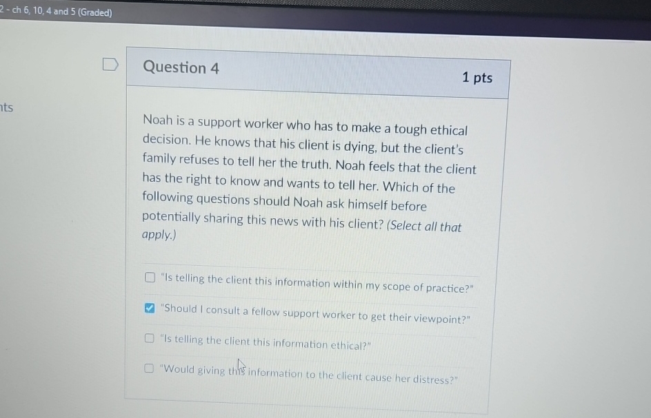 Solved 2 - ﻿ch 6, 10, 4 ﻿and 5 (Graded)Question 41 ﻿ptsNoah | Chegg.com