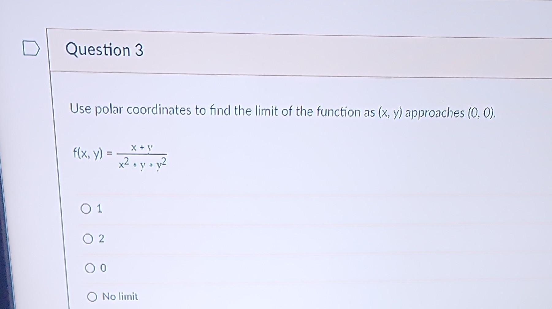 Solved Use polar coordinates to find the limit of the | Chegg.com