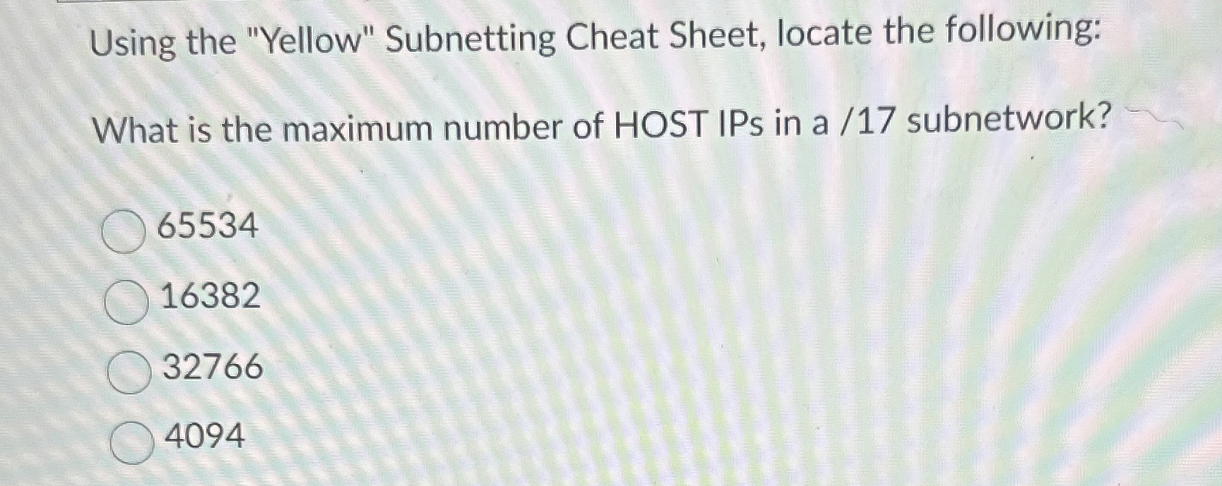 Solved Using the "Yellow" Subnetting Cheat Sheet, locate the | Chegg.com