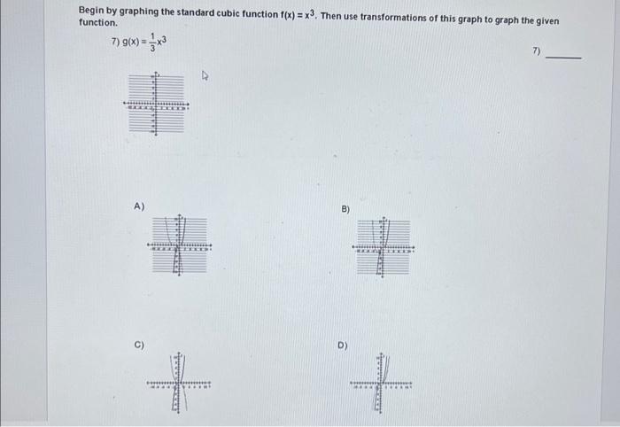 Solved Begin by graphing the standard cubic function | Chegg.com