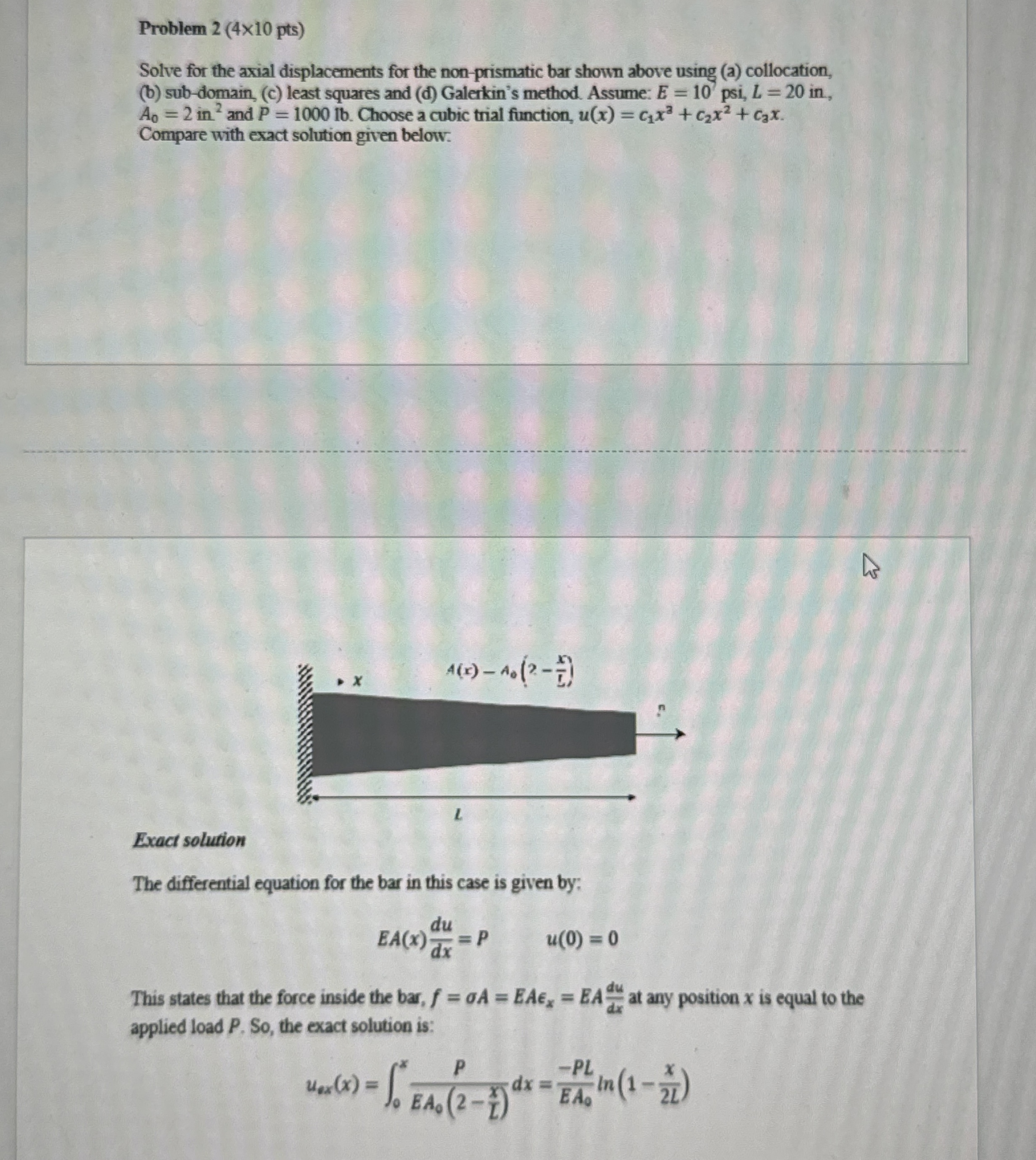 Solved Problem 2 (4\times 10 ﻿pts)Solve for the axial | Chegg.com