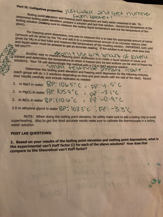Part II: Colligative properties JUStwauc nd get numpe | Chegg.com