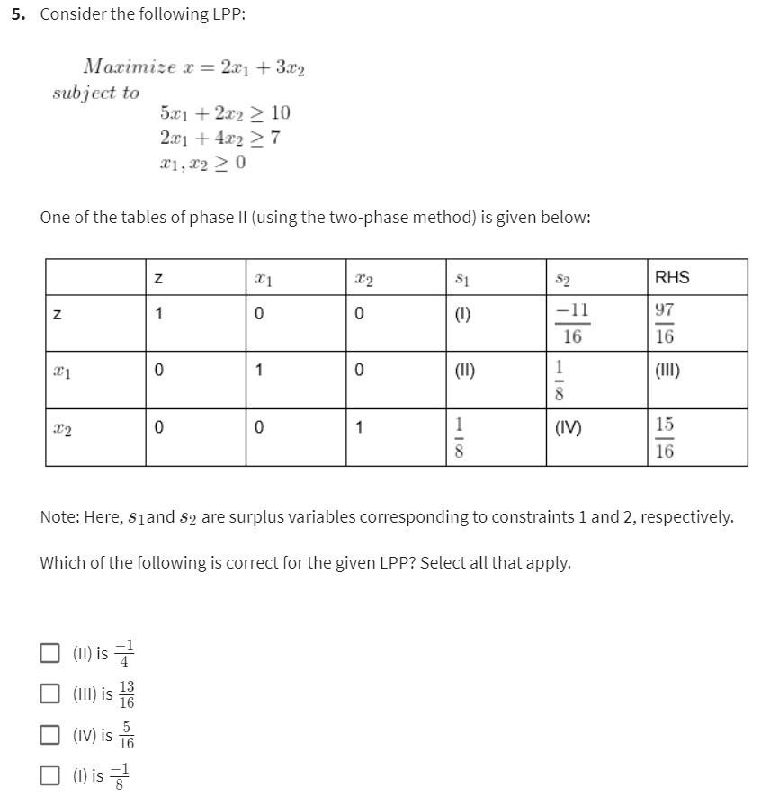 Solved 5. Consider the following LPP: Maximize x=2x1+3x2 | Chegg.com