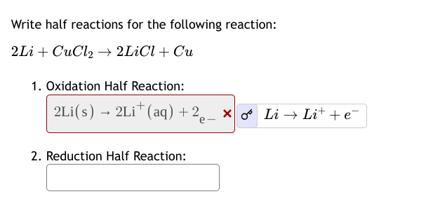 Solved Write half reactions for the following | Chegg.com