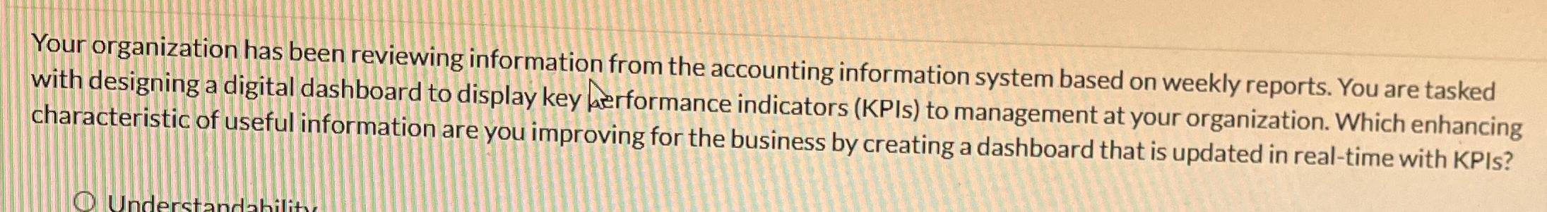 Solved Your organization has been reviewing information from | Chegg.com