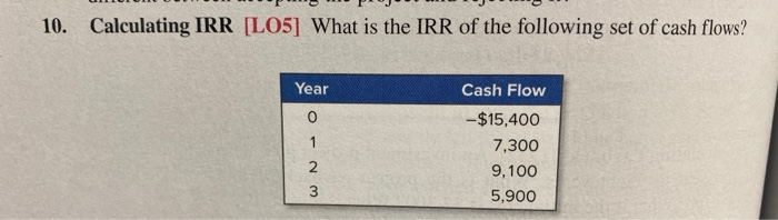 Solved DOPPO 10. Calculating IRR [LO5] What is the IRR of | Chegg.com