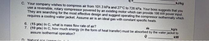 Solved use a reversible, rotary compressor power 101.3kPa | Chegg.com