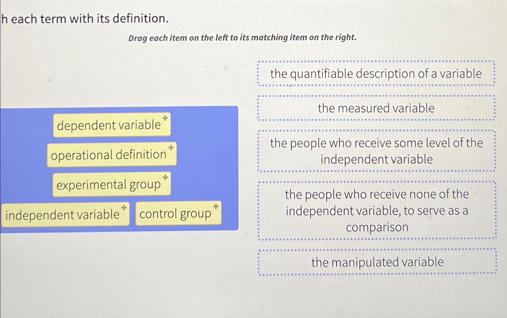 Solved h each term with its definition.Drag each item on the | Chegg.com