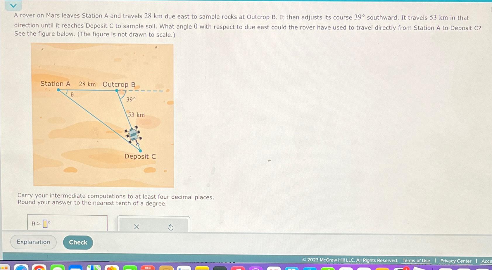 Solved A rover on Mars leaves Station A and travels 28km | Chegg.com