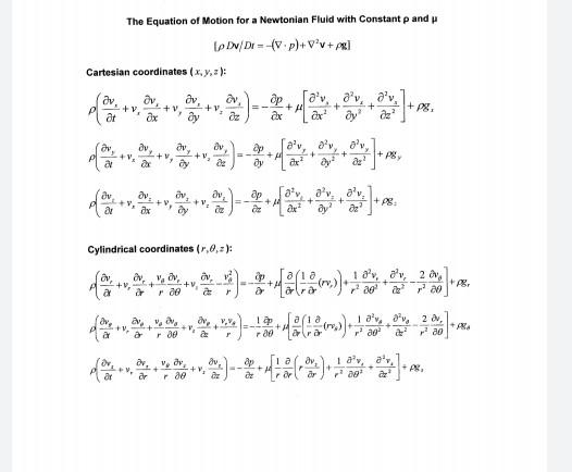 Solved Consider a fluid (of constant density p) in | Chegg.com