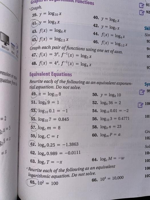 Logarithm Formula Sheet