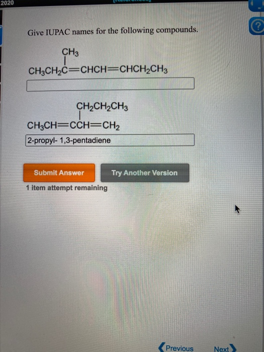 Solved 2020 Give IUPAC names for the following compounds. | Chegg.com