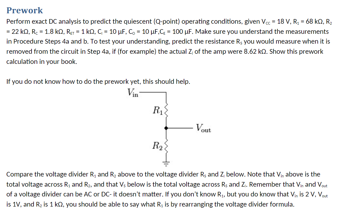 PreworkPerform exact DC analysis to predict the | Chegg.com
