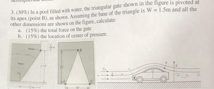 Solved 3. (30%) In a pool filled with water, the triangular | Chegg.com