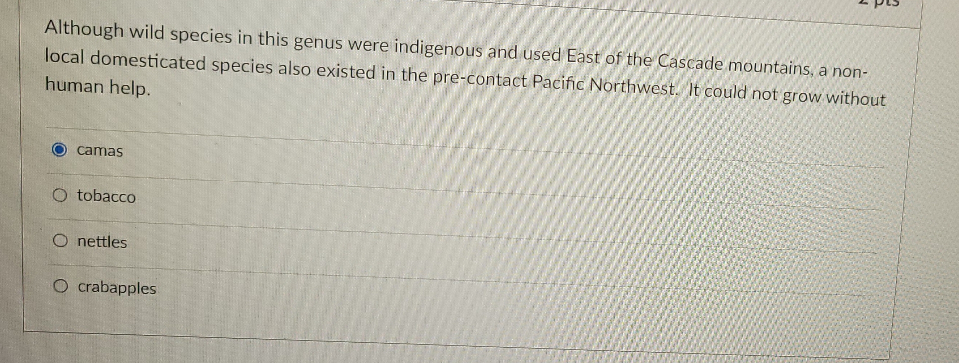 Although wild species in this genus were indigenous | Chegg.com