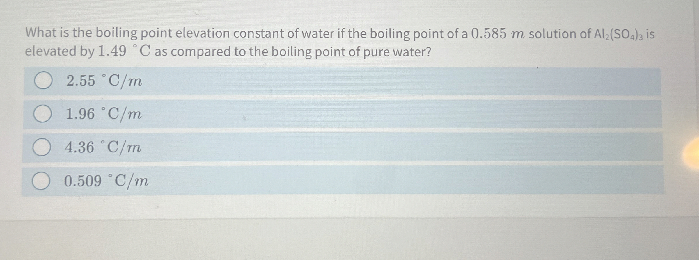 Solved What is the boiling point elevation constant of water | Chegg.com