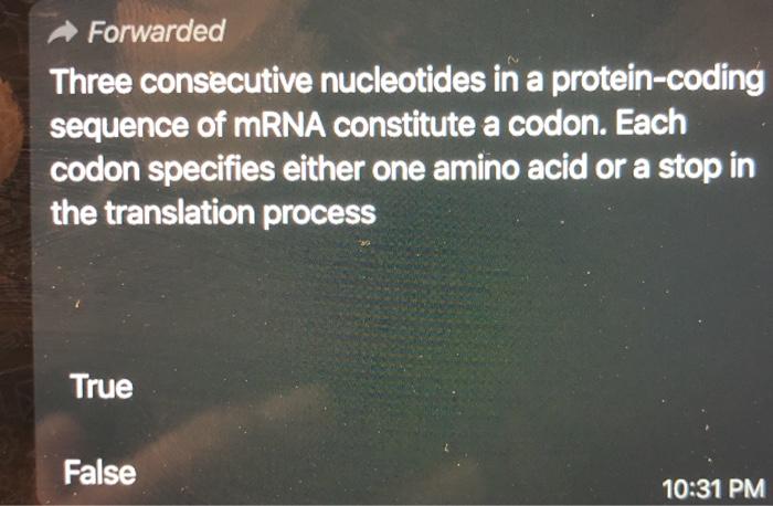 Solved Forwarded Three consecutive nucleotides in a | Chegg.com