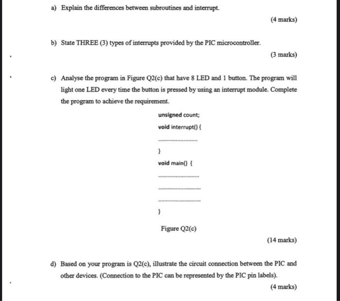 Solved a) Explain the differences between subroutines and | Chegg.com