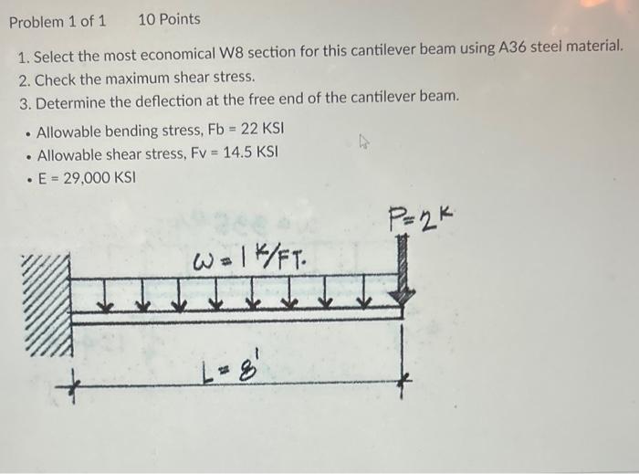 Solved 1. Select the most economical W8 section for this | Chegg.com