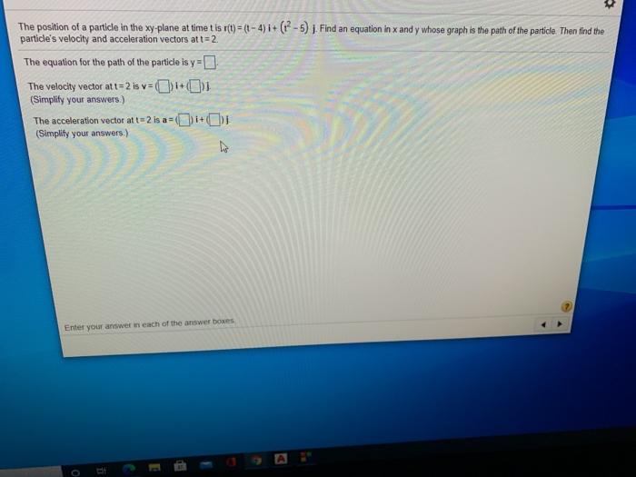 Solved The position of a particle in the xy-plane at time t | Chegg.com