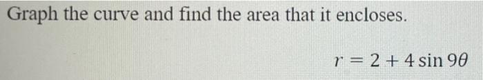 Solved Graph the curve and find the area that it encloses. | Chegg.com