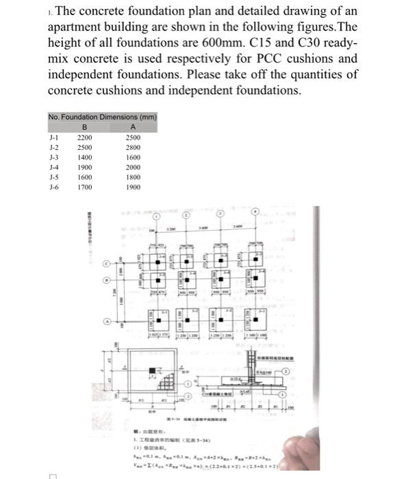 Solved . The concrete foundation plan and detailed drawing | Chegg.com
