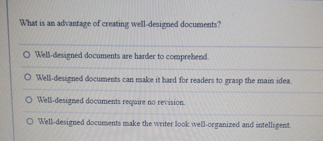 Solved What is an advantage of creating well-designed | Chegg.com