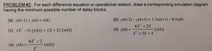 Solved PROBLEM #2: For each difference equation or | Chegg.com